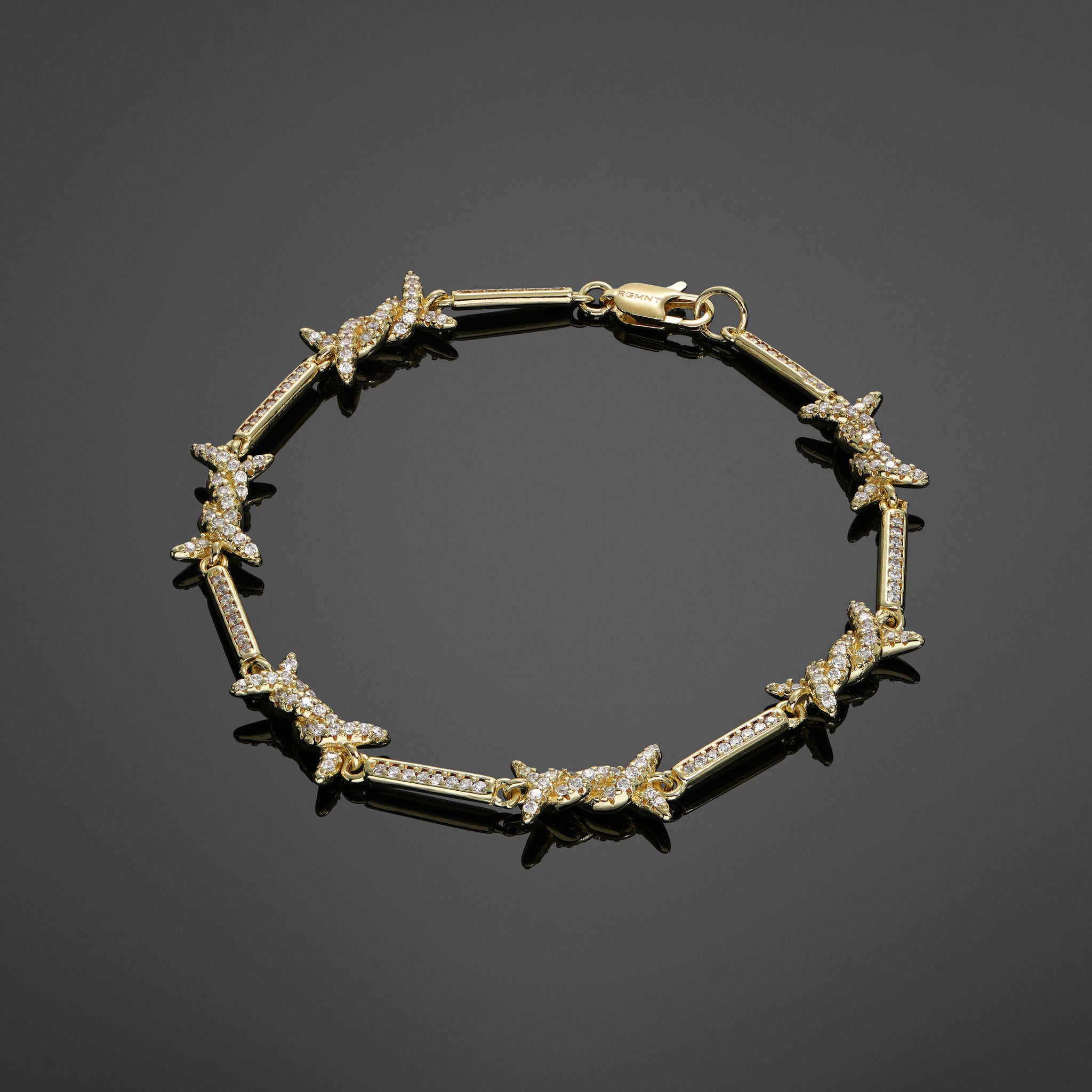 Iced Barbed Wire Bracelet - Gold RG391