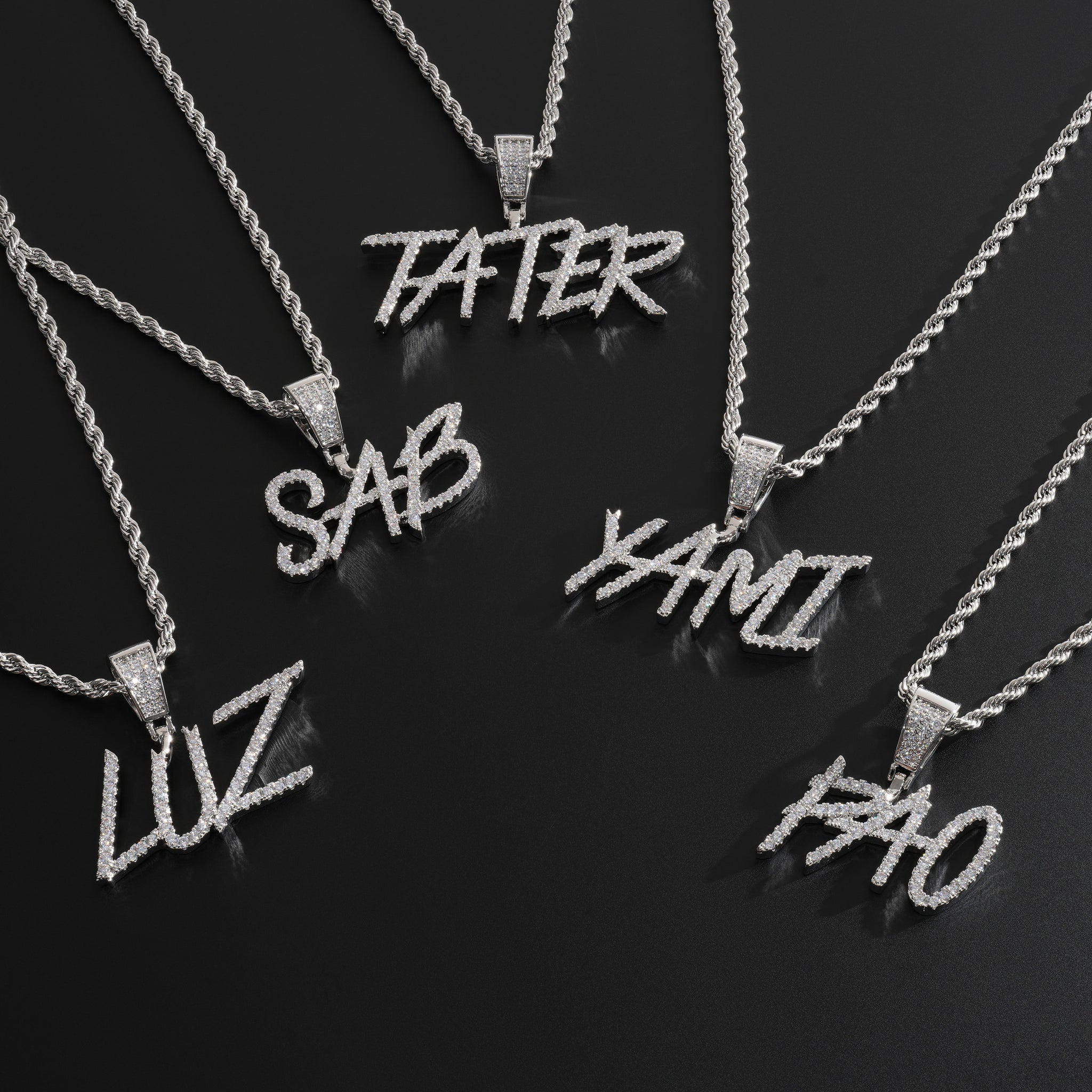 Custom Iced-Out Name Pendant - Brush Font (4-6 weeks processing)