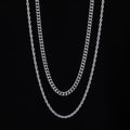 Cuban Link+ Rope Chain Stack - Silver RG132+RG123